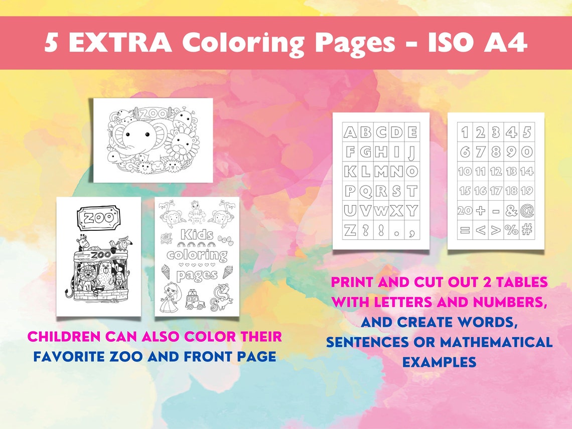 51 Alphabet & Number Coloring Pages, Format ISO A4, Coloring Page ...