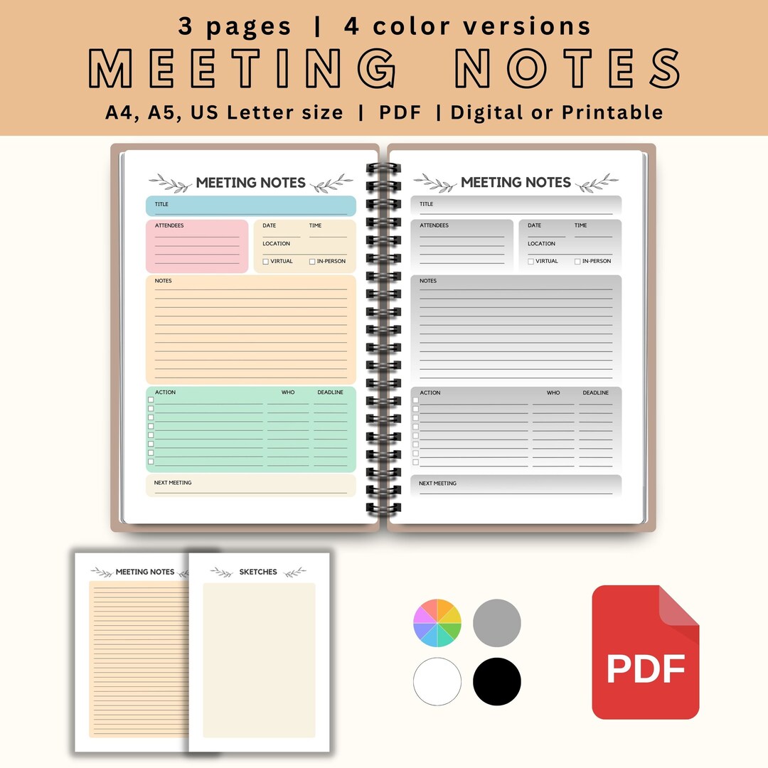 Meeting Notes Template, Meeting Agenda Template, Meeting Minutes ...