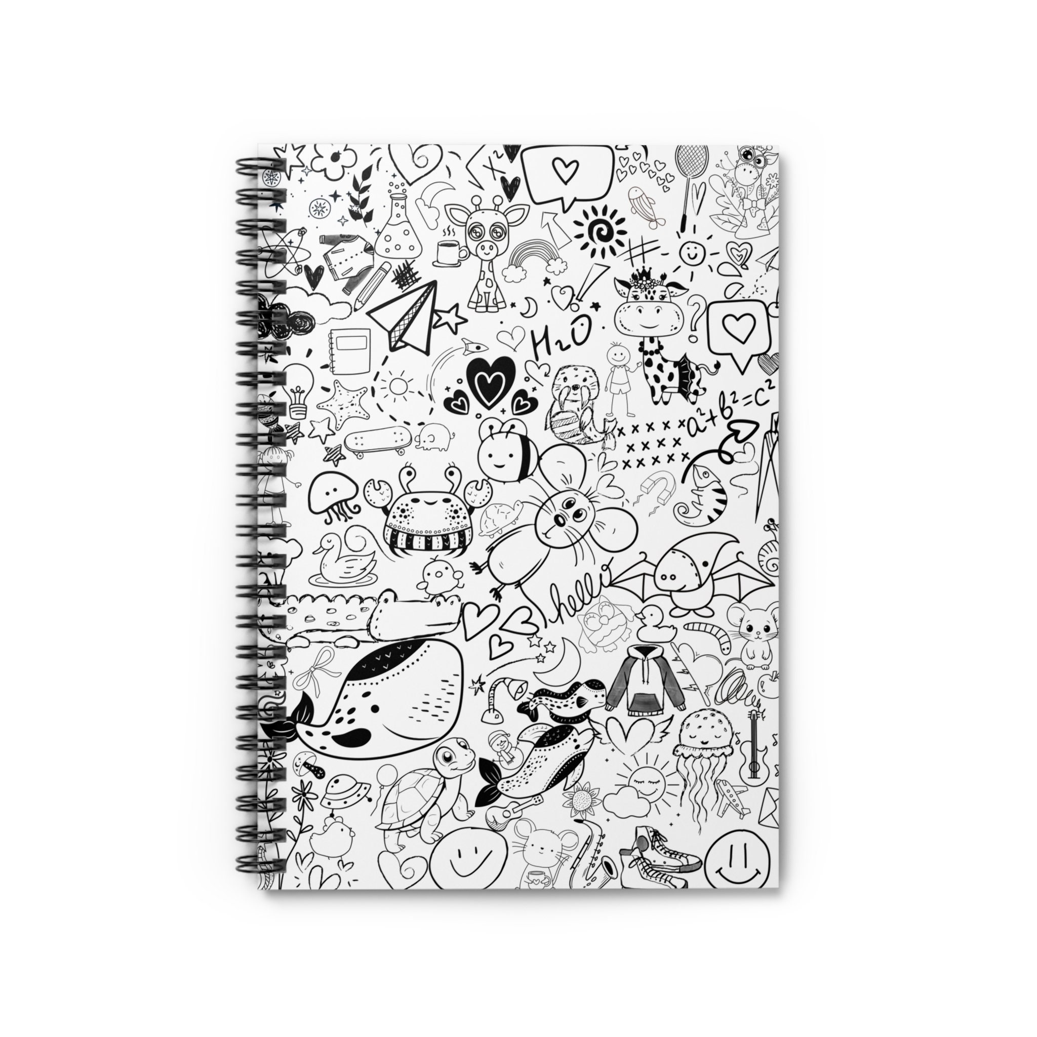 Happy Cartoon Scribbles and Doodles Spiral Journaling Notebook - Ruled ...