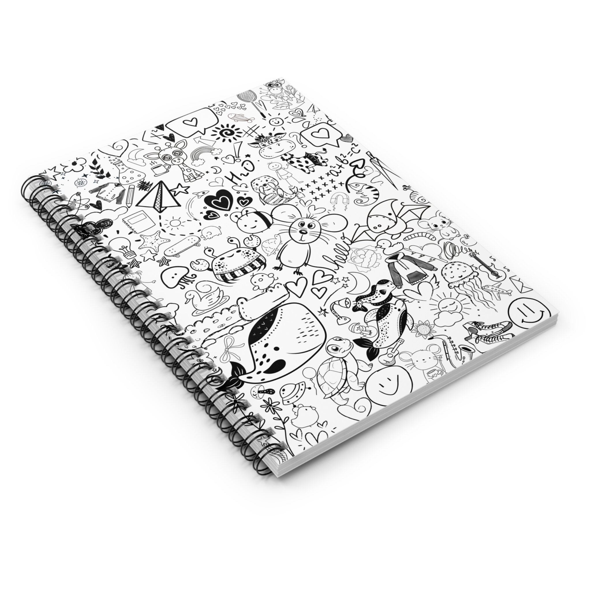 Happy Cartoon Scribbles and Doodles Spiral Journaling Notebook - Ruled ...