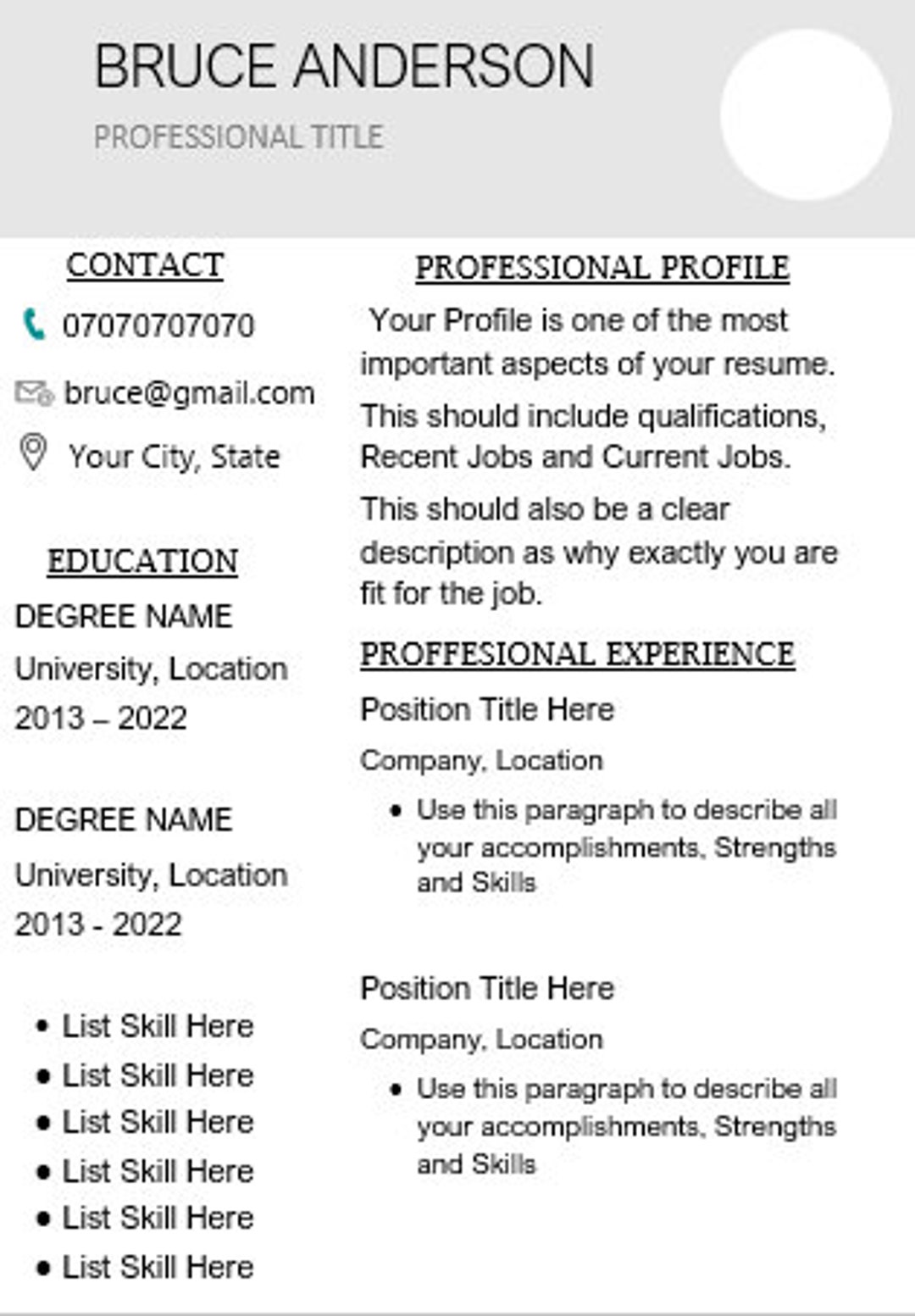 CV Template, Easy Editable - Etsy UK