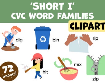 Short u CVC Word Families Phonics Clipart - Etsy