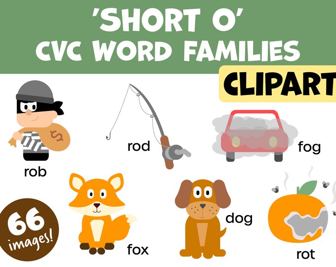 CVC Rhyming Word Clipart - AM - B/W & Color Images. for Small ...
