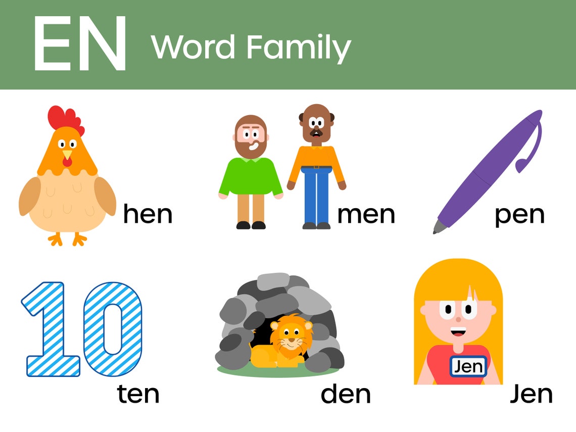 Short 'e’ CVC Word Families Phonics Clipart - Etsy