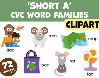Short i CVC Word Families Phonics Clipart - Etsy
