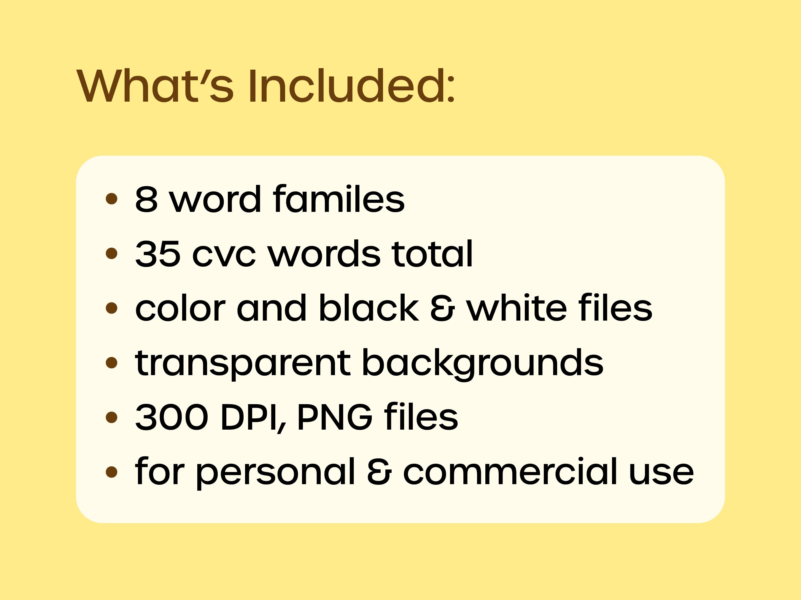 Short 'e’ CVC Word Families Phonics Clipart - Etsy