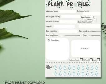 Plant Profile, Monthly Plant Tracker, Plant Care Sheet, Printable Plant ...