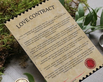 Printable Love Contracts, Digital Relationship Contract, Valentines Day ...