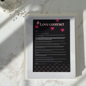 Printable Love Contract, Digital Relationship Contract, Valentines Day ...