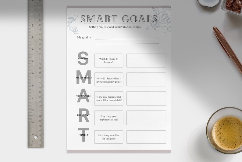 SMART Goals Template, Digital SMART Goals Worksheet, Goal Planner ...