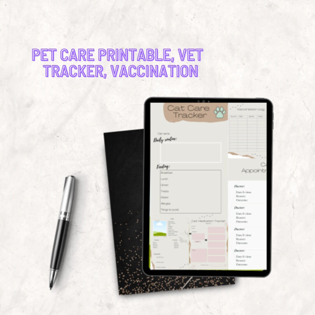 Pet Care Planner, Dog/ Cat Care Plan Vet Tracker, Pet Organizer ...