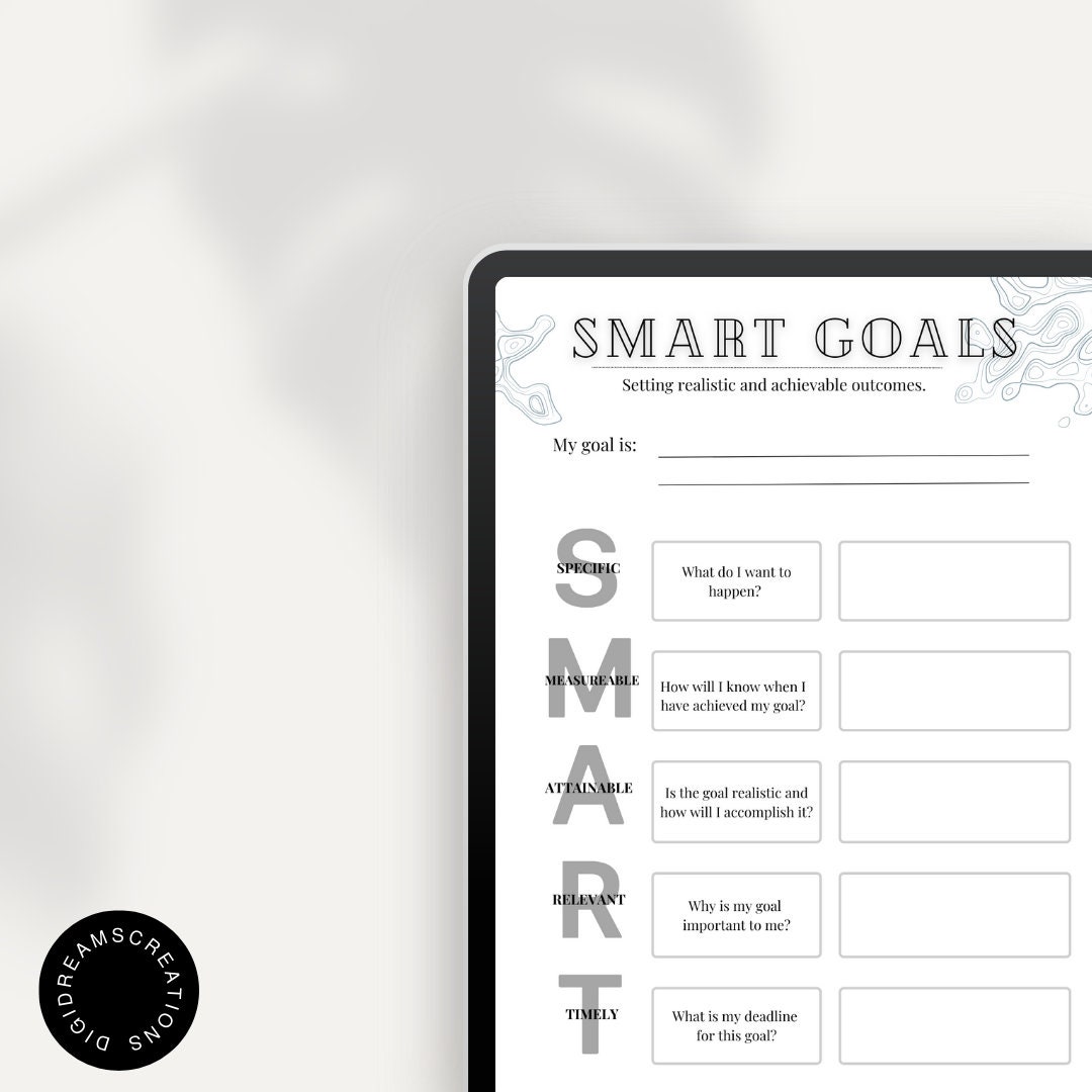 SMART Goals Template, Digital SMART Goals Worksheet, Goal Planner ...