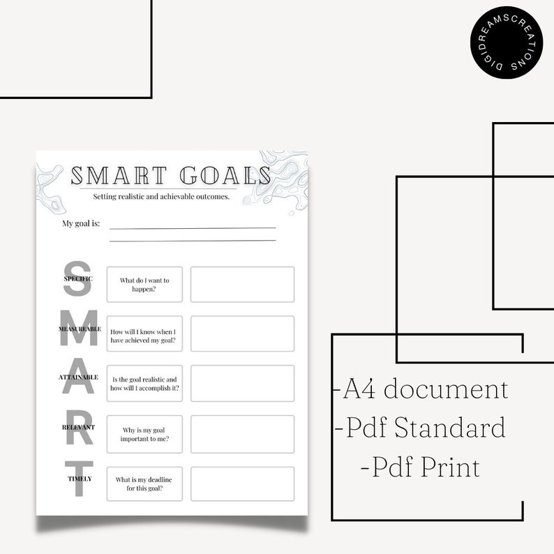 SMART Goals Template, Digital SMART Goals Worksheet, Goal Planner ...