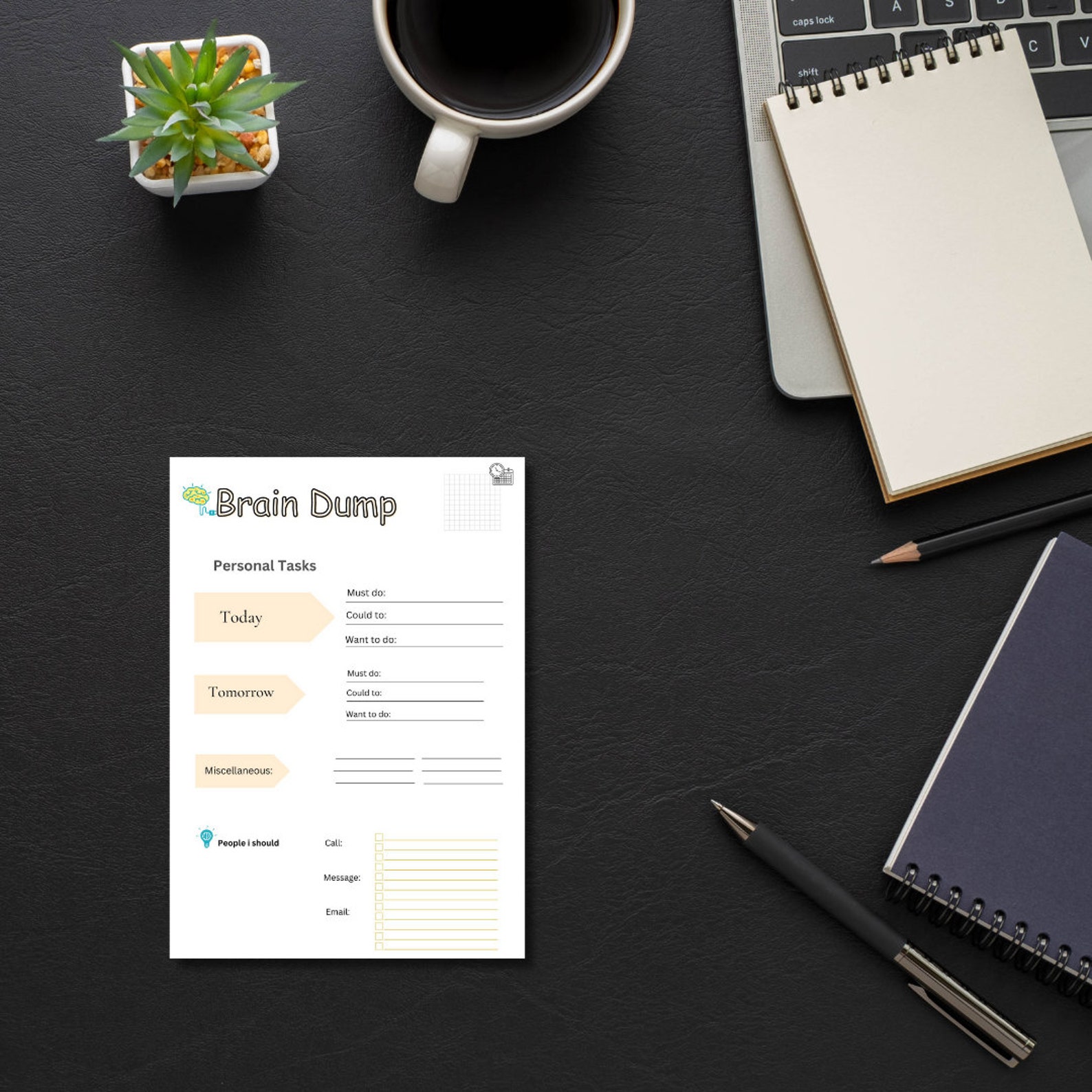 Brain Dump Template Planner Printable for Daily Tasks, Instant PDF ...
