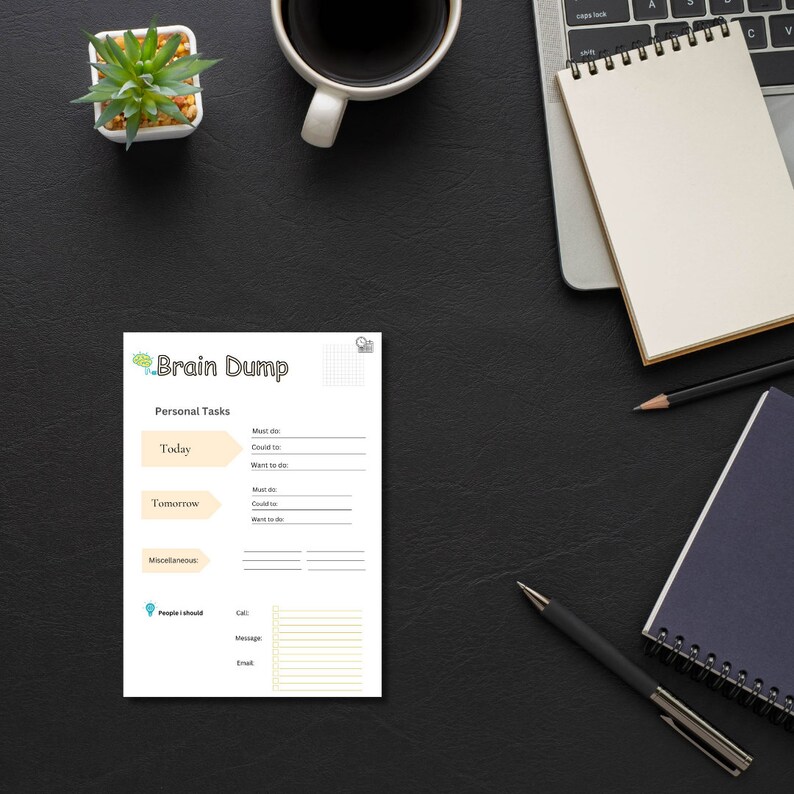 Brain Dump Template Planner Printable for Daily Tasks, Instant PDF ...