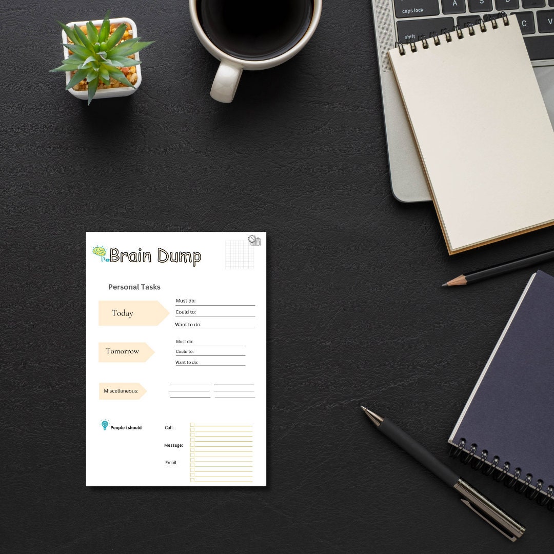 Brain Dump Template Planner Printable for Daily Tasks, Instant PDF ...