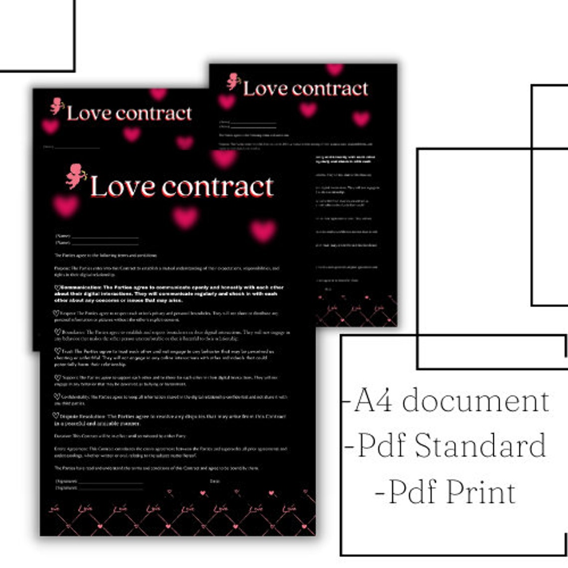 Printable Love Contract, Digital Relationship Contract, Valentines Day ...