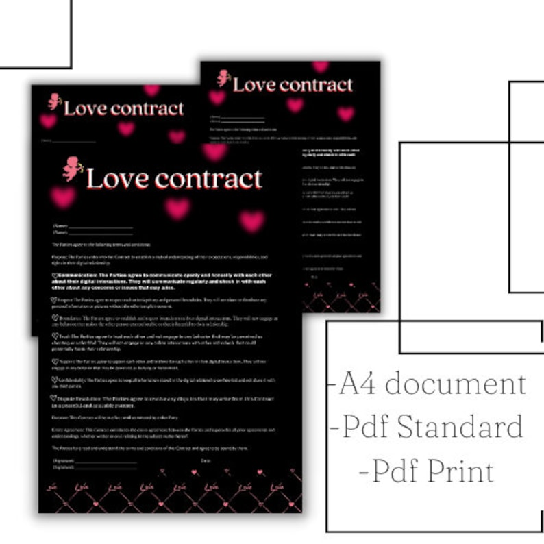 Printable Love Contract, Digital Relationship Contract, Valentines Day ...