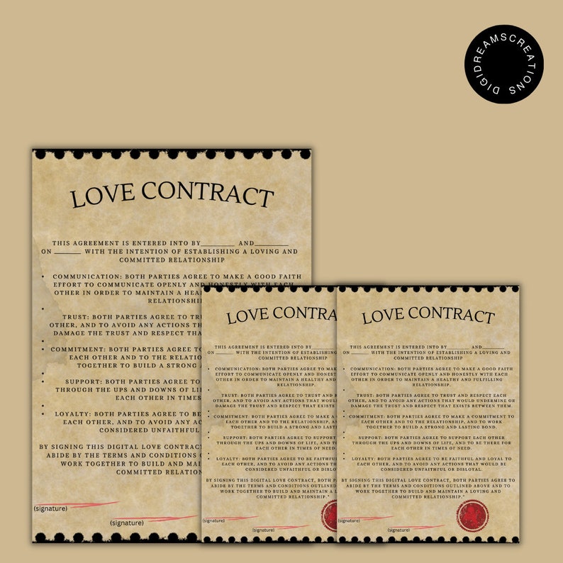 Contrato de Amor Imprimible: Un Regalo Único para tu Relación (Descarga ...