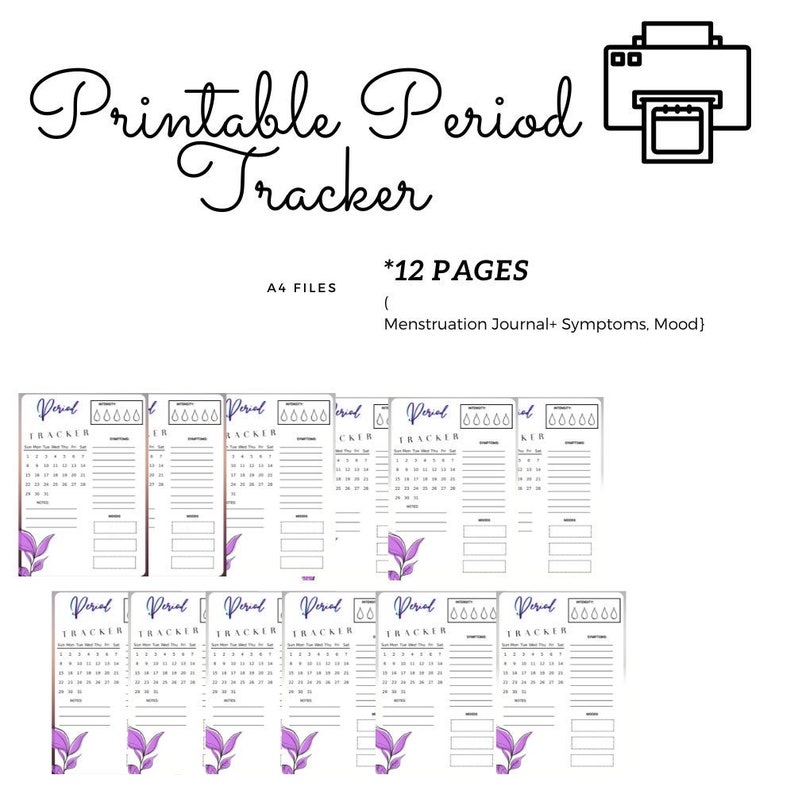 Period Tracker, Monthly Tracker Printable, Digital Period Tracker ...