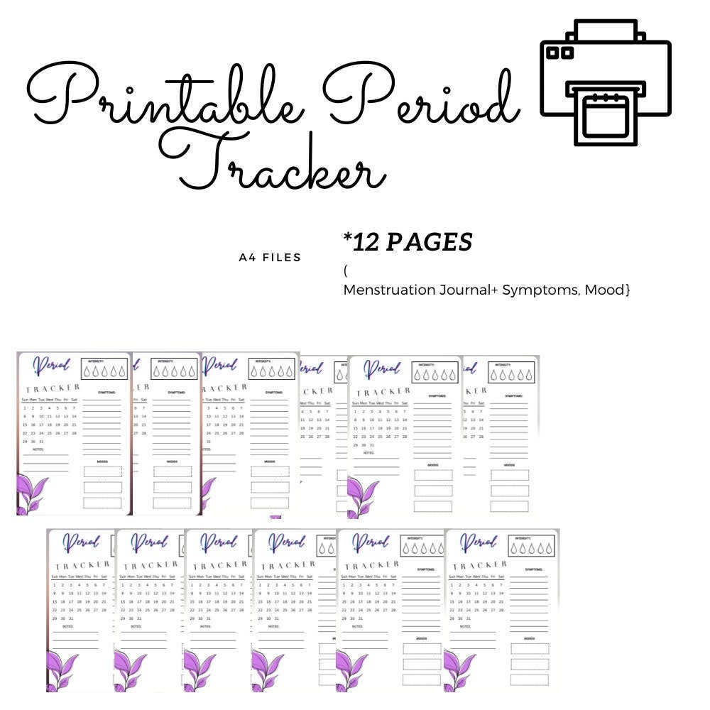 Period Tracker, Monthly Tracker Printable, Digital Period Tracker ...