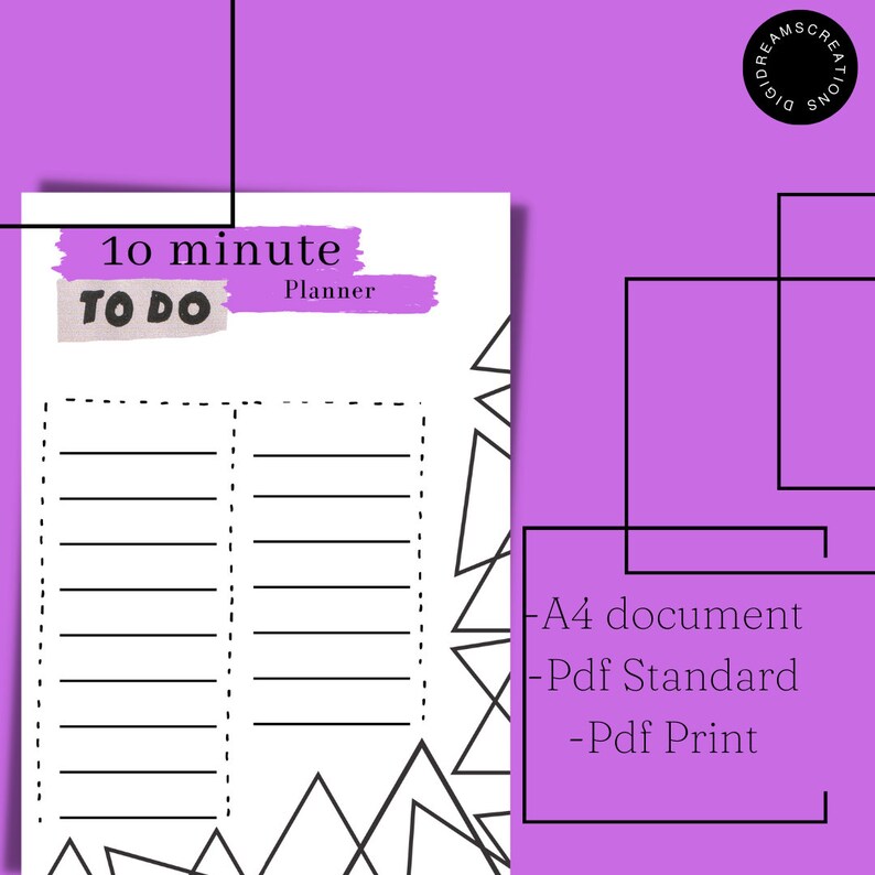 10 Minute Planner, Pomodoro Tracker Printable, Time Management ...