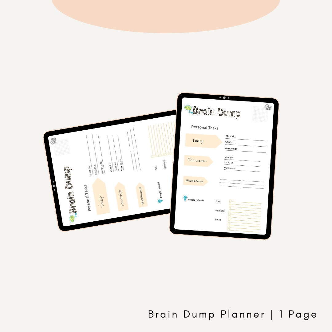 Brain Dump Template Planner Printable for Daily Tasks, Instant PDF ...