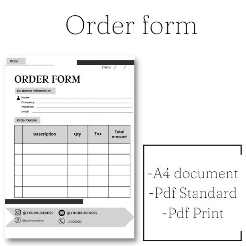 Order Form Templates, Editable Order Form, Crafters Order Form Template ...