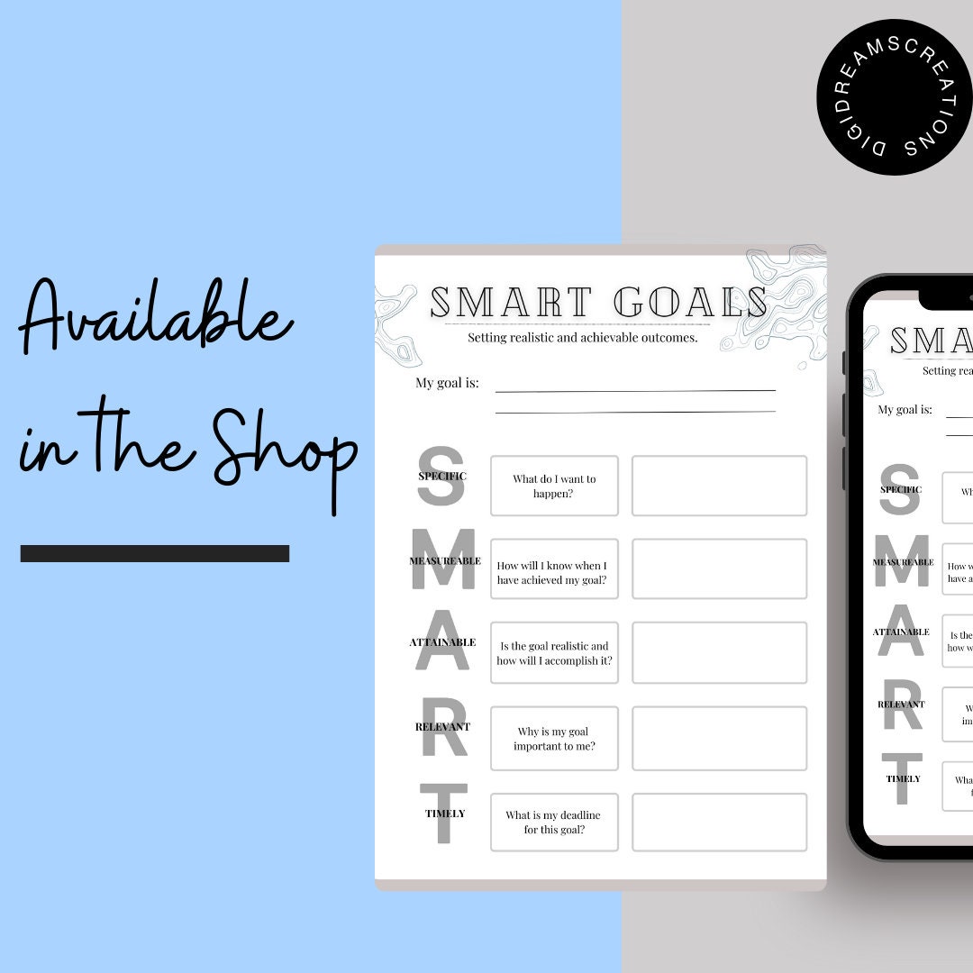 SMART Goals Template, Digital SMART Goals Worksheet, Goal Planner ...