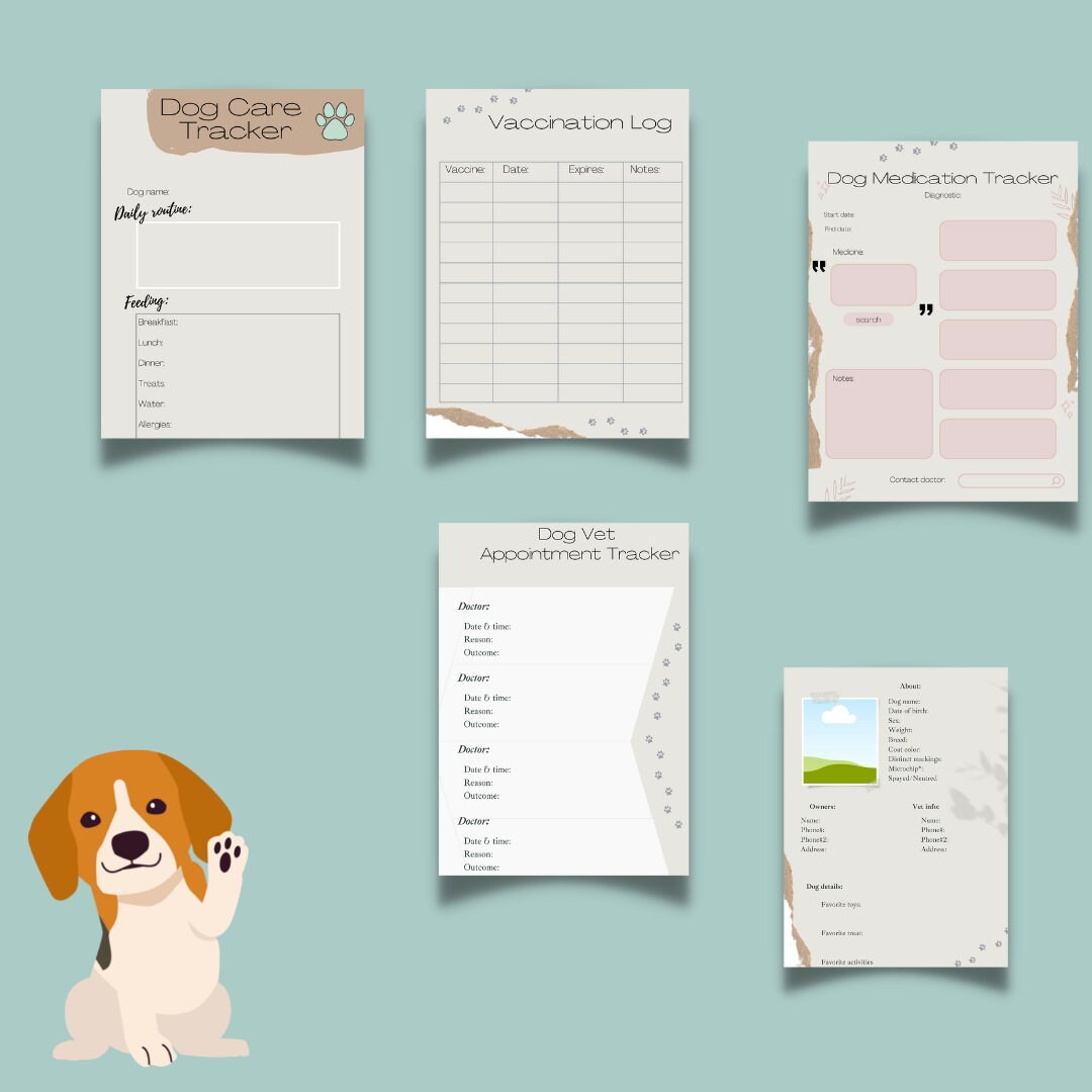 Pet Care Planner, Dog/ Cat Care Plan Vet Tracker, Pet Organizer ...