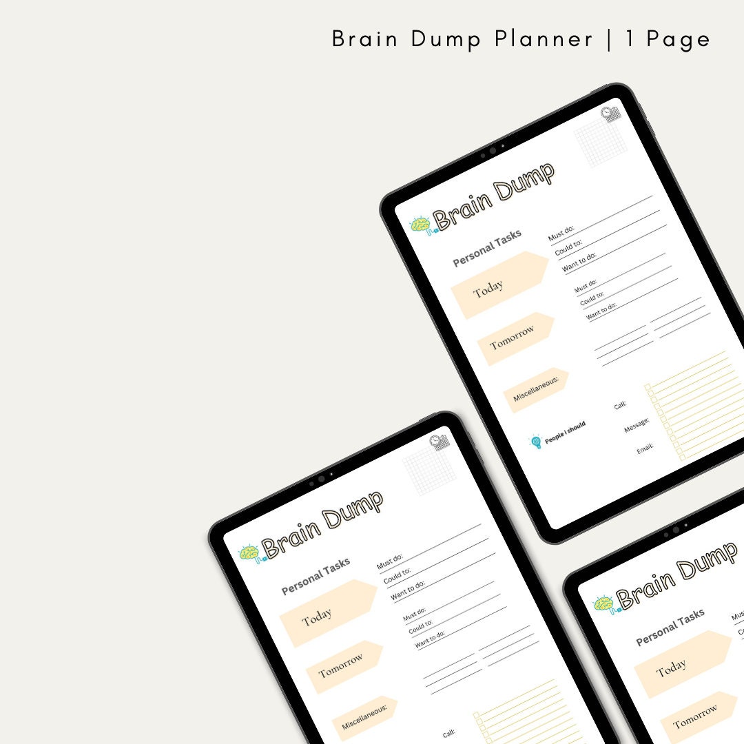 Brain Dump Template Planner Printable for Daily Tasks, Instant PDF ...