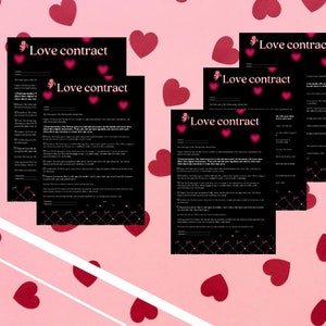 Printable Love Contract, Digital Relationship Contract, Valentines Day Gift , Unique Love ...
