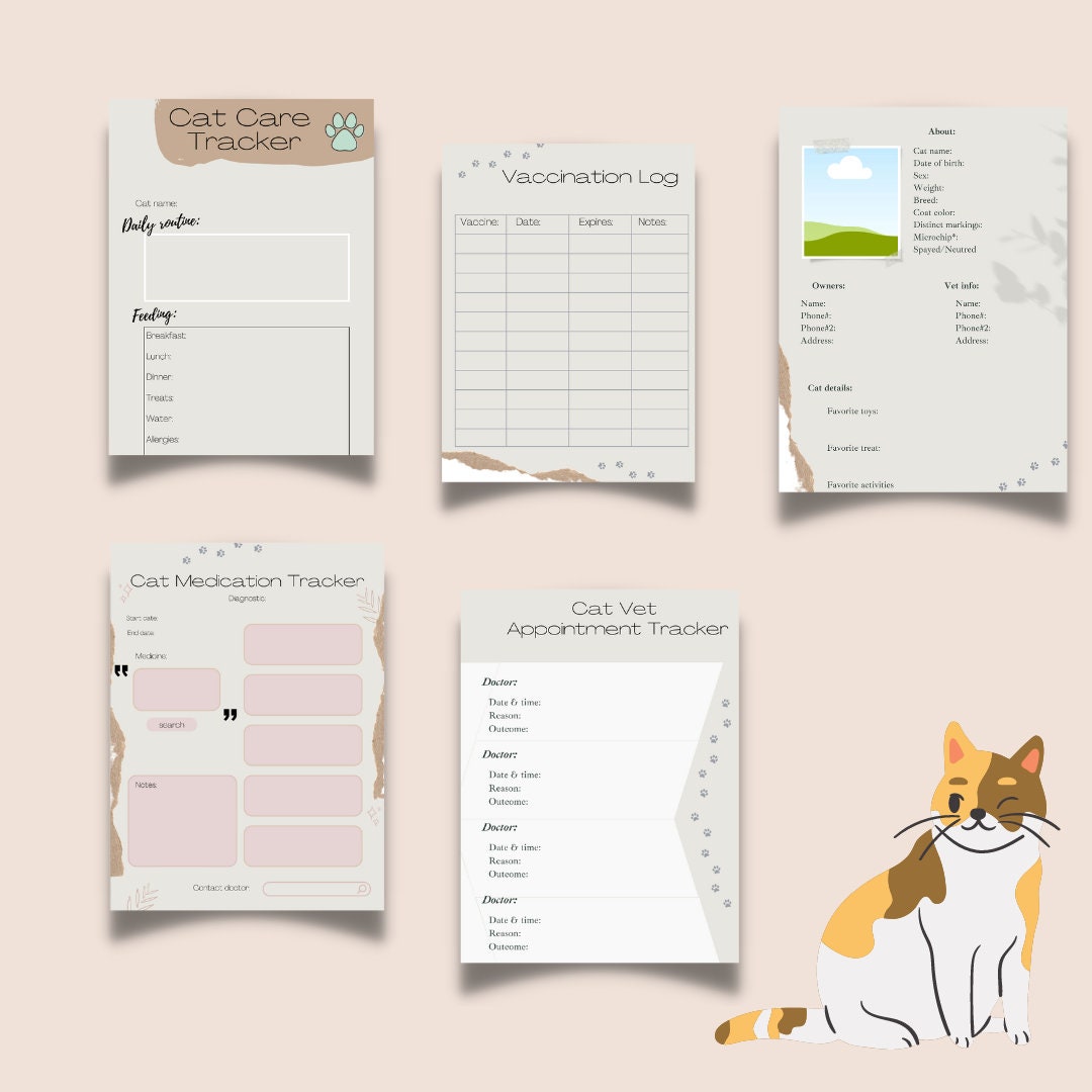 Pet Care Planner, Dog/ Cat Care Plan Vet Tracker, Pet Organizer ...