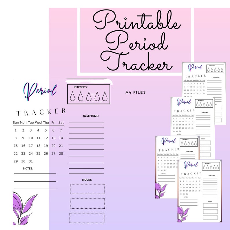 Period Tracker, Monthly Tracker Printable, Digital Period Tracker ...