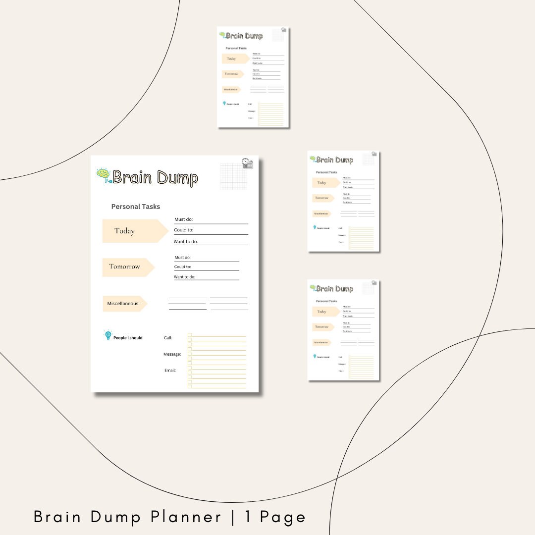 Brain Dump Template Planner Printable for Daily Tasks, Instant PDF ...