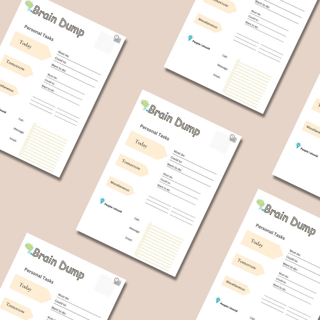 Brain Dump Template Planner Printable for Daily Tasks, Instant PDF ...