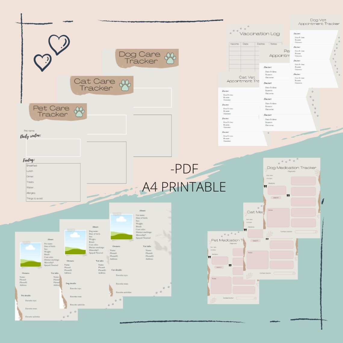 Pet Care Planner Dog/ Cat Care Plan Vet Tracker Pet - Etsy