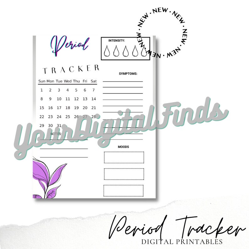 Period Tracker, Monthly Tracker Printable, Digital Period Tracker ...