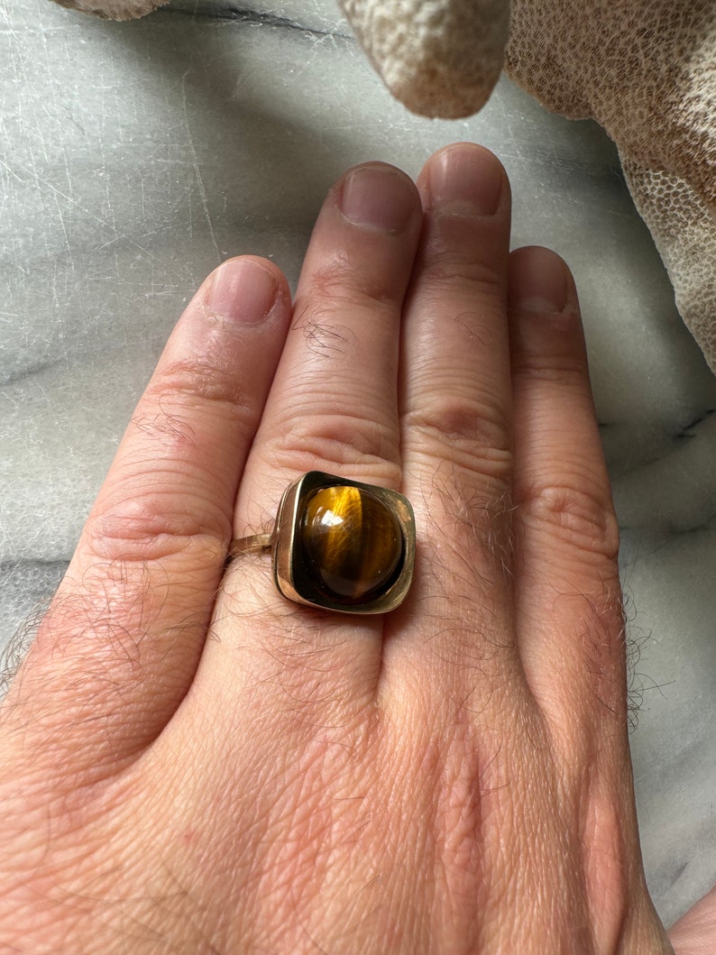 Vintage MCM Bohemian (333) Illusion Spinning Tigers Eye Ring in 8K ...