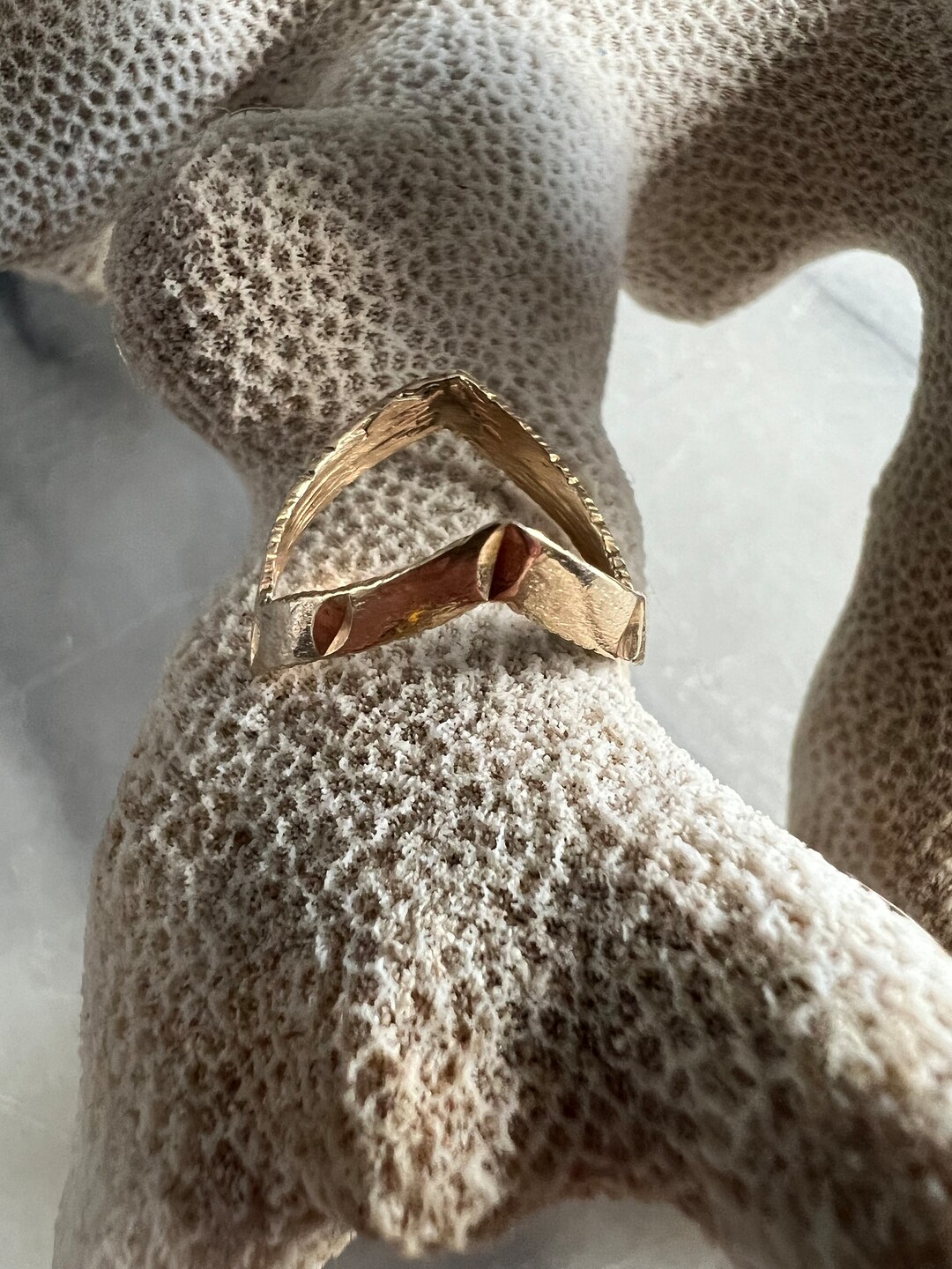 Vintage 10K Laser Cut Chevron Ring - Etsy