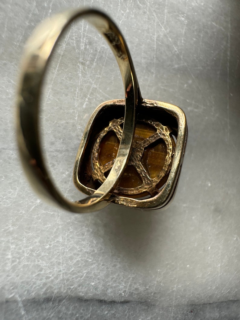 Vintage MCM Bohemian (333) Illusion Spinning Tigers Eye Ring in 8K ...