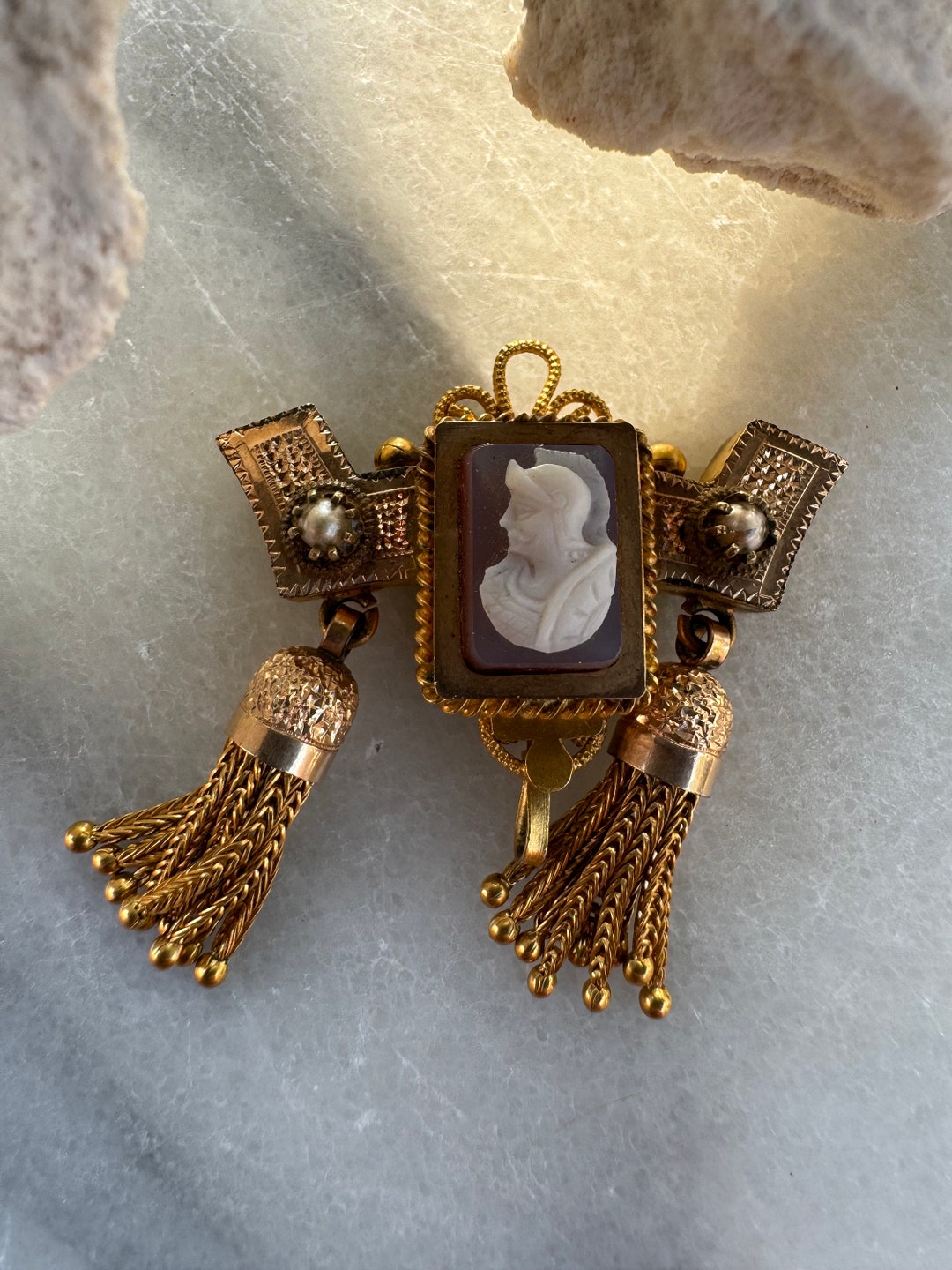 Antique 1860’s/ Etruscan Revival/ 18K Body 20K Fringe/ Roman Soldier ...