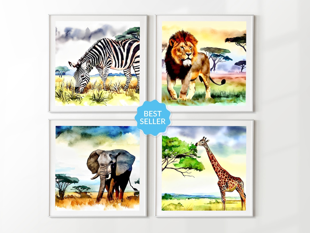 Safari Savanna Africa Printable Watercolor Art Posters Set of 6 | South ...