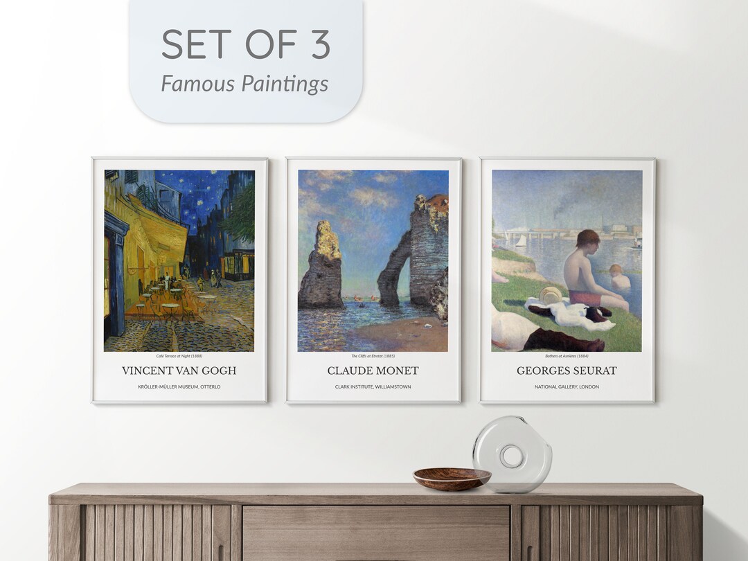 Famous Paintings Printable Set of 3 Van Gogh Claude Monet Georges ...