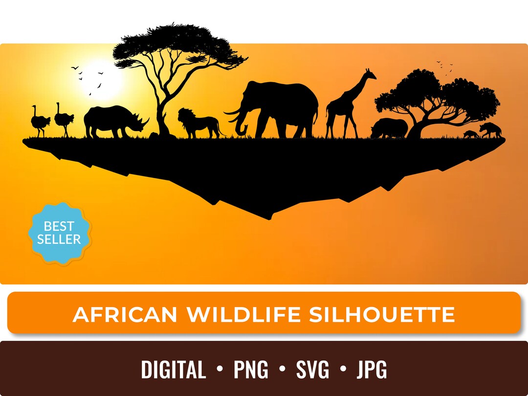 Safari African Wildlife Silhouette Set Safari SVG PNG T-shirt, Laptop ...