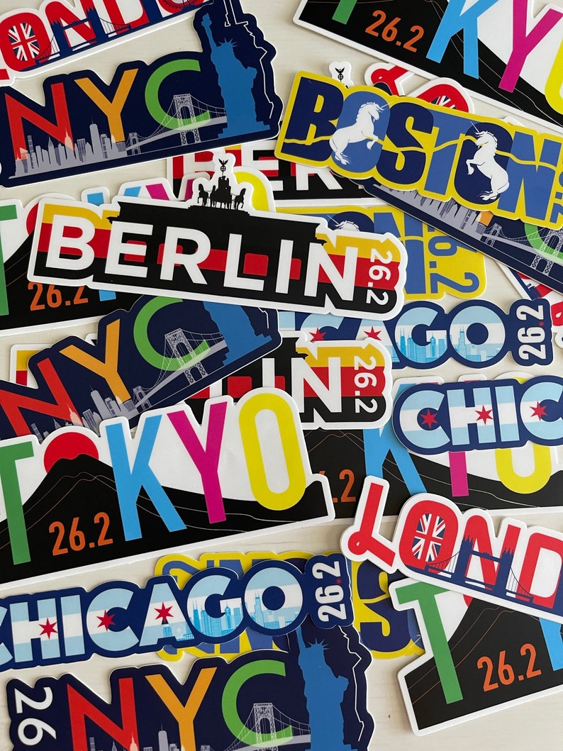 6 Pack World Major Marathon Inspired Stickers for Laptop and Water ...