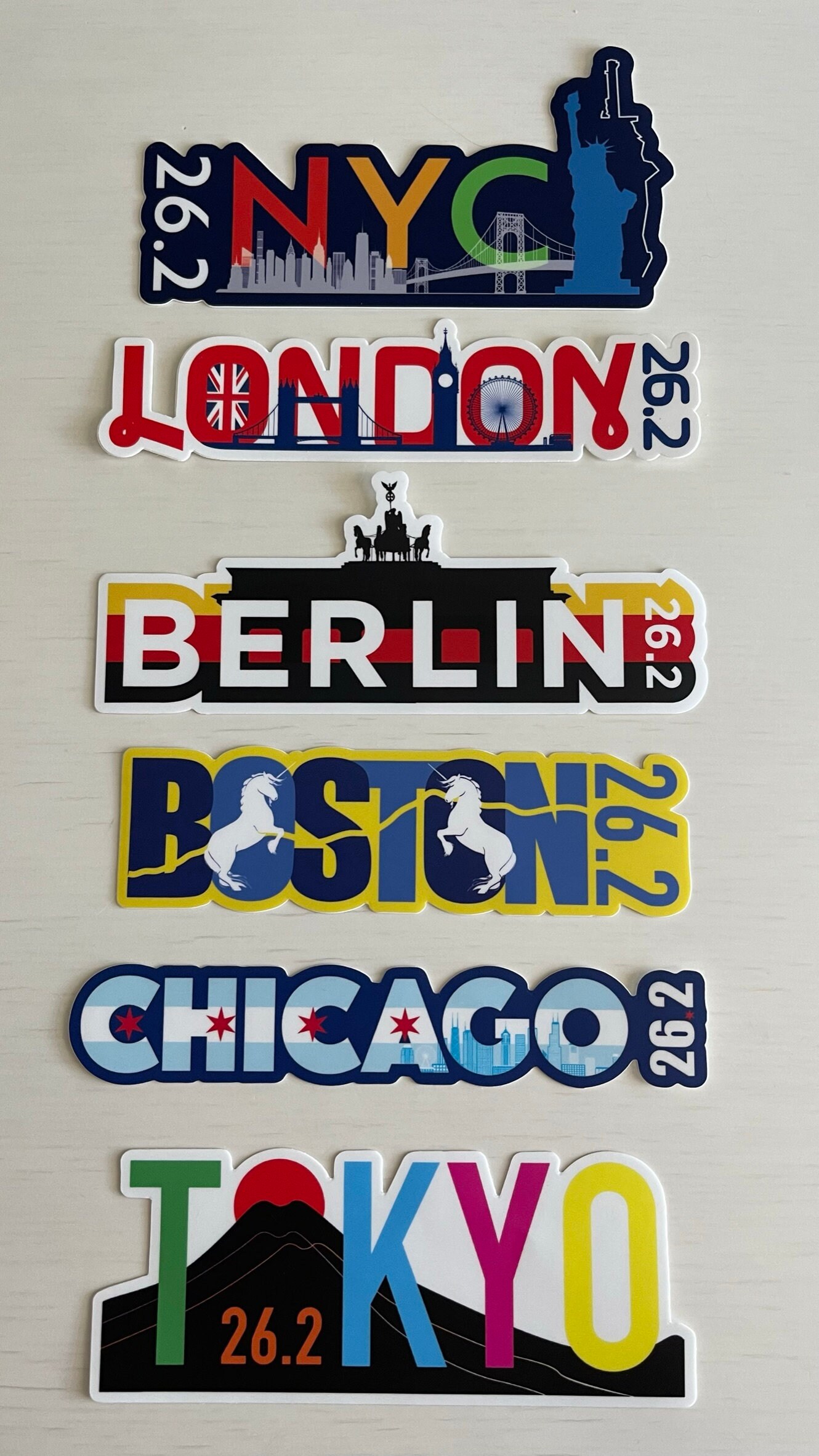 6 Pack World Major Marathon Inspired Stickers for Laptop and Water ...