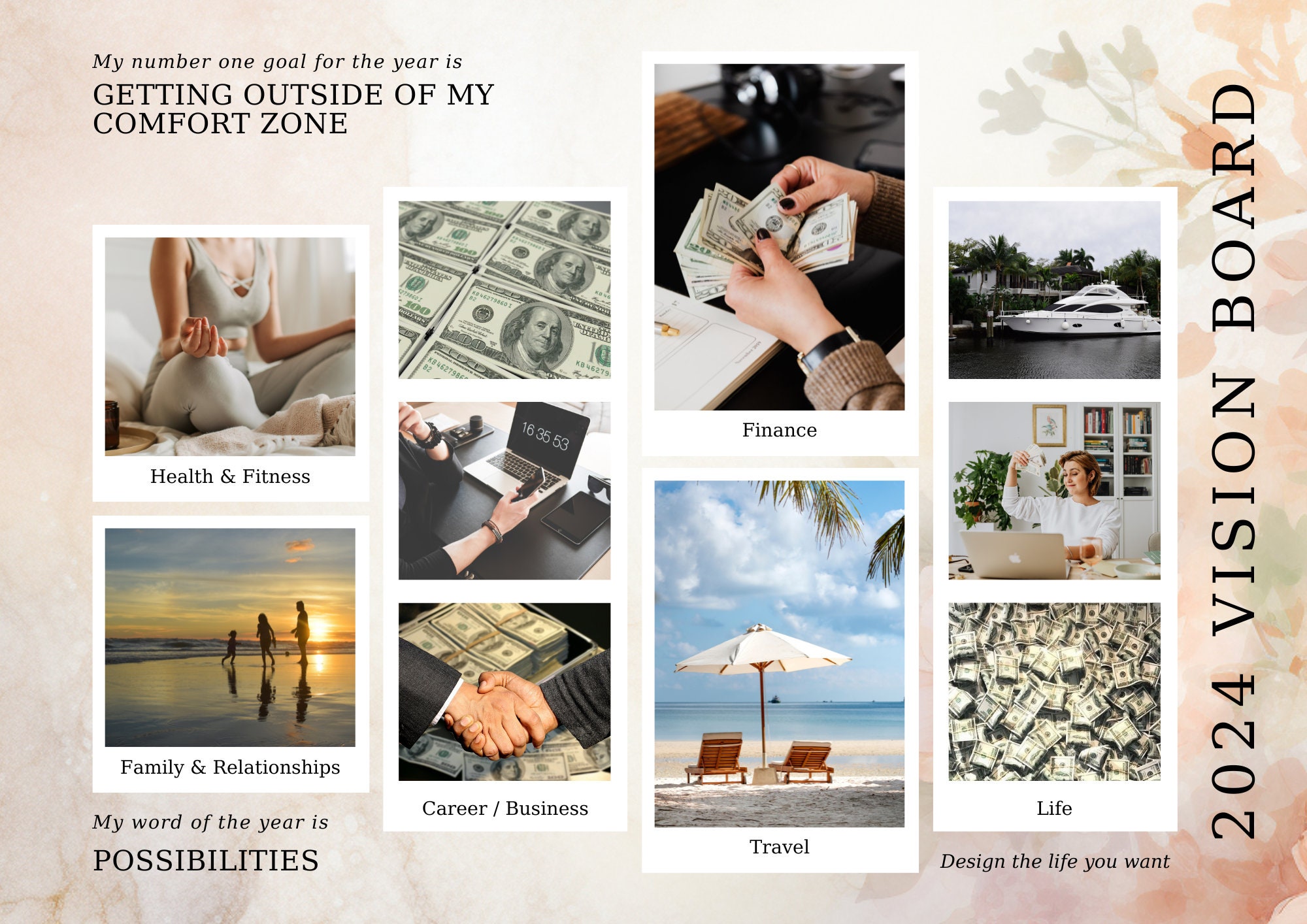 Vision Board for 2024 Customizable Template for Creators, Influencers ...