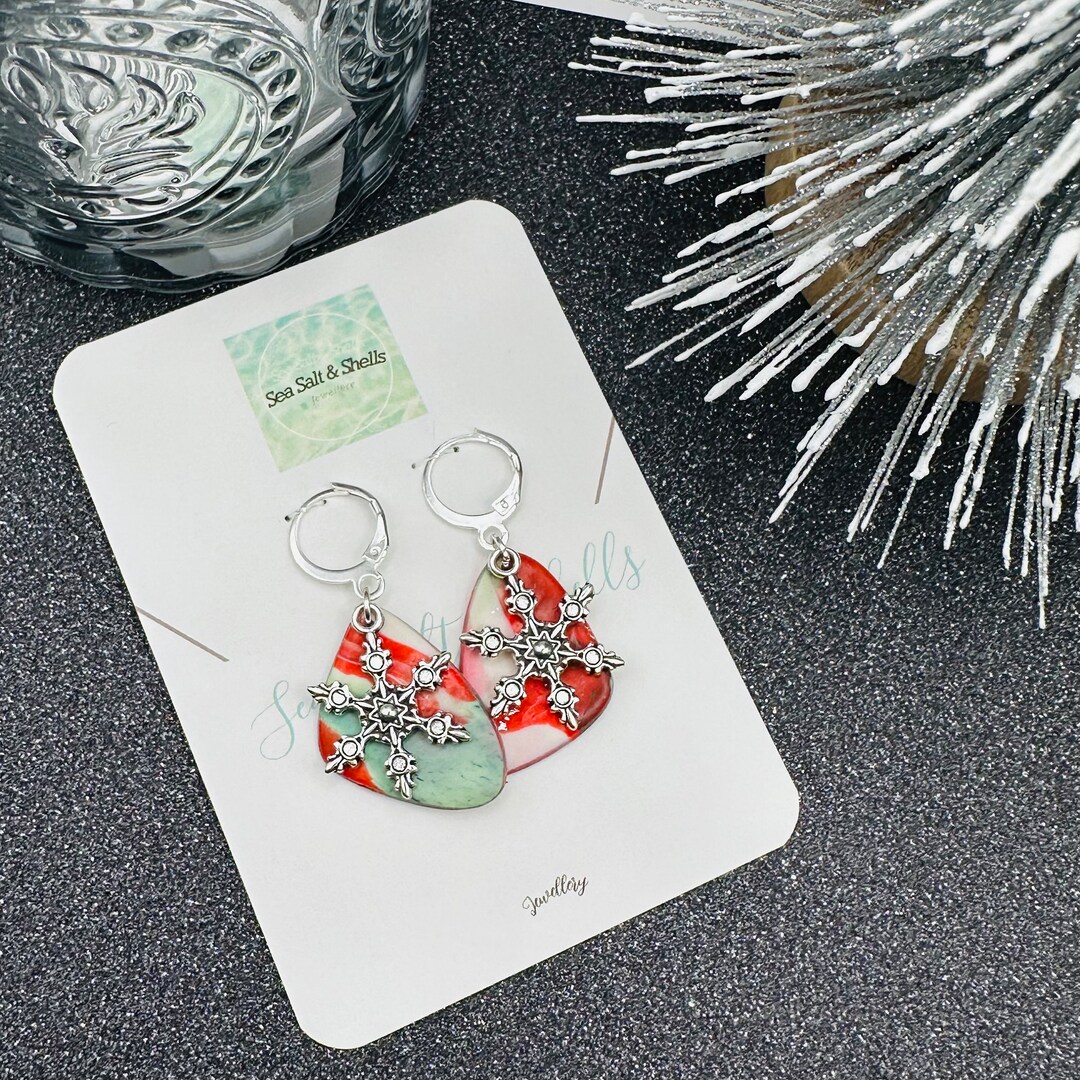 Ohrringe in silber rot weiß und grün Schmuck Modeschmuck - Etsy.de