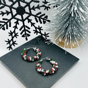 Ohrringe Creolen aus Glas Perlen, Jewerelly, Schmuck, handmade, groß ...